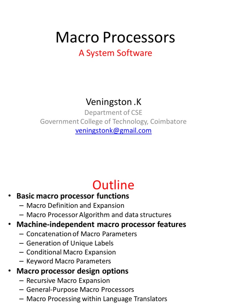 Unit-IV-Macro Processor - Sri Eshwar | PDF | Macro (Computer Science) | Assembly Language