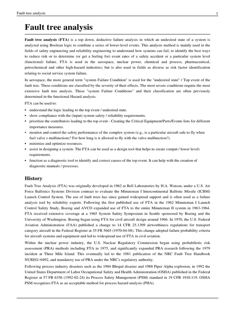 Fault Tree Analysis | PDF | Systems Engineering | Safety