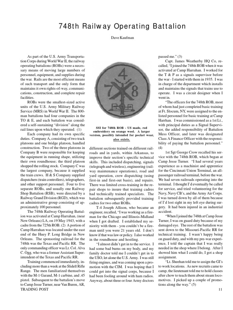 748th Railway Operating Battalion | PDF | Rail Transport | Train
