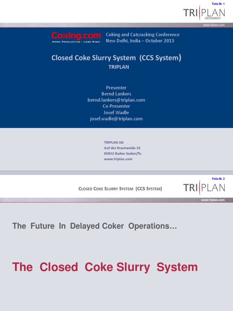 Coke Slurry Presentation | PDF | Pump | Industries