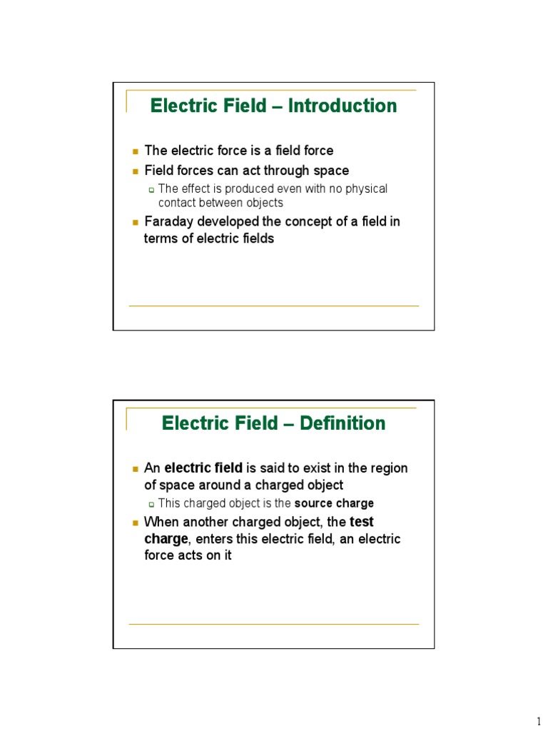 Electric Field Electric Field - Introduction: The Effect Is Produced Even With No Physical ...
