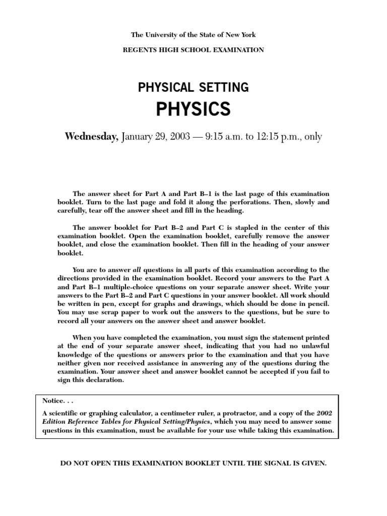 NY Regents Physics Exam | PDF | Force | Electric Current