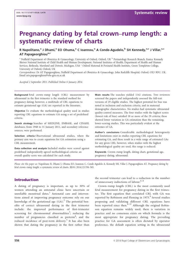 Pregnancy Dating by Fetal Crown - Rump Length: A Systematic Review of ...