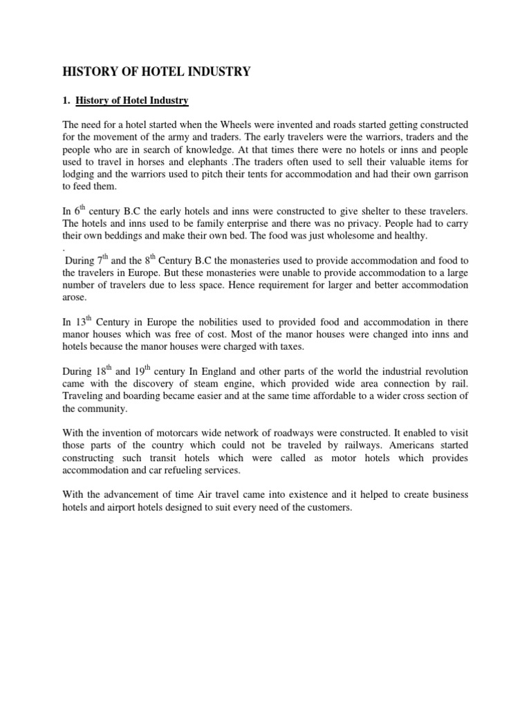 Evolution of Hotel Industry in India | PDF | Inn | Hotel