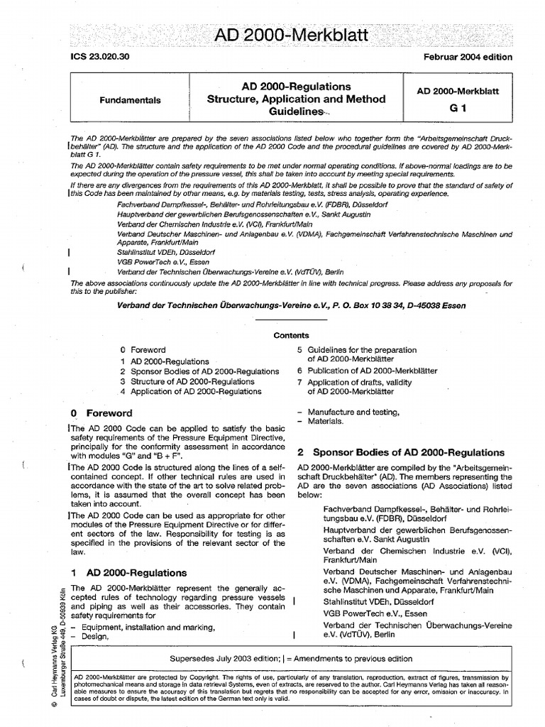 AD 2000-Merkblatt G | PDF