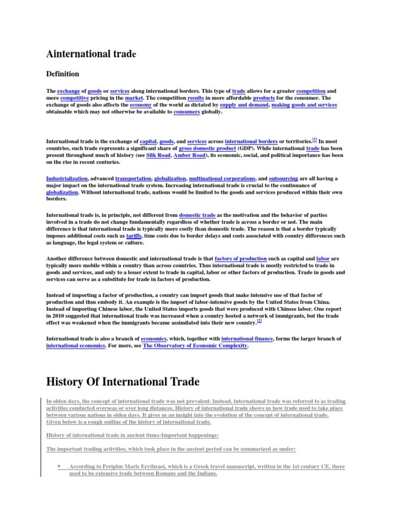 International Trade | PDF | Trade | International Trade