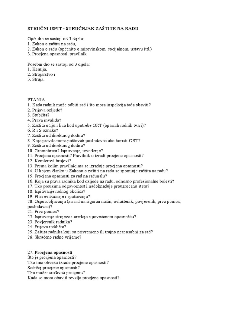 Stručni Ispit-Pitanja | PDF