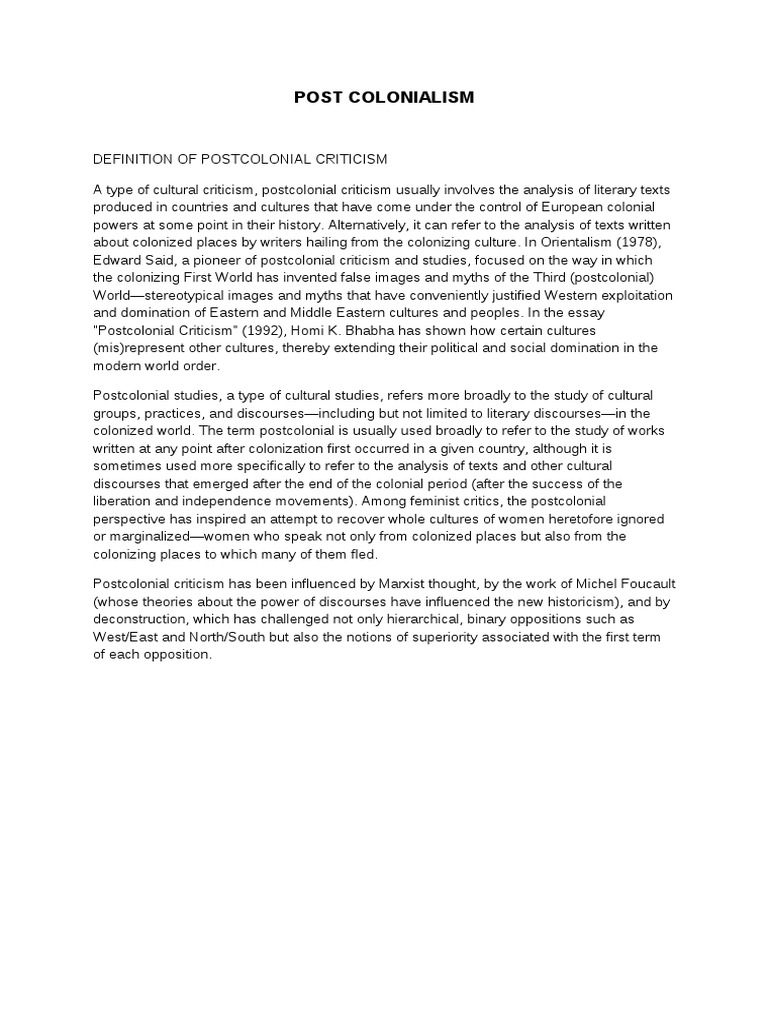 Introduction Postcolonialism | PDF | Postcolonialism | Intellectual