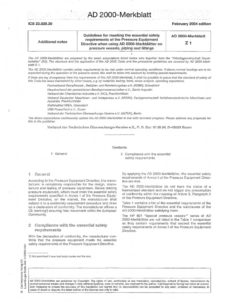 AD 2000-Merkblatt Z | PDF