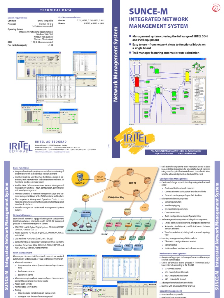 Iritel Sunce-M - Network Management System (NMS) For Sdh/sonet and ...