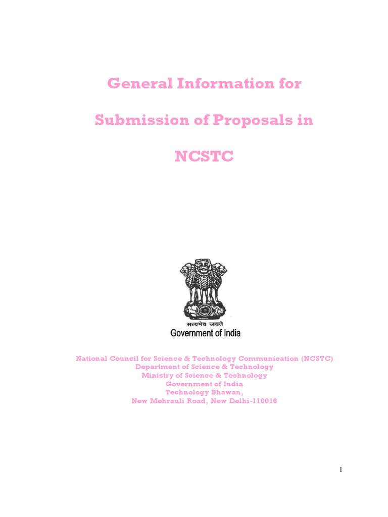 General Information For Submission of Proposals in NCSTC | PDF ...