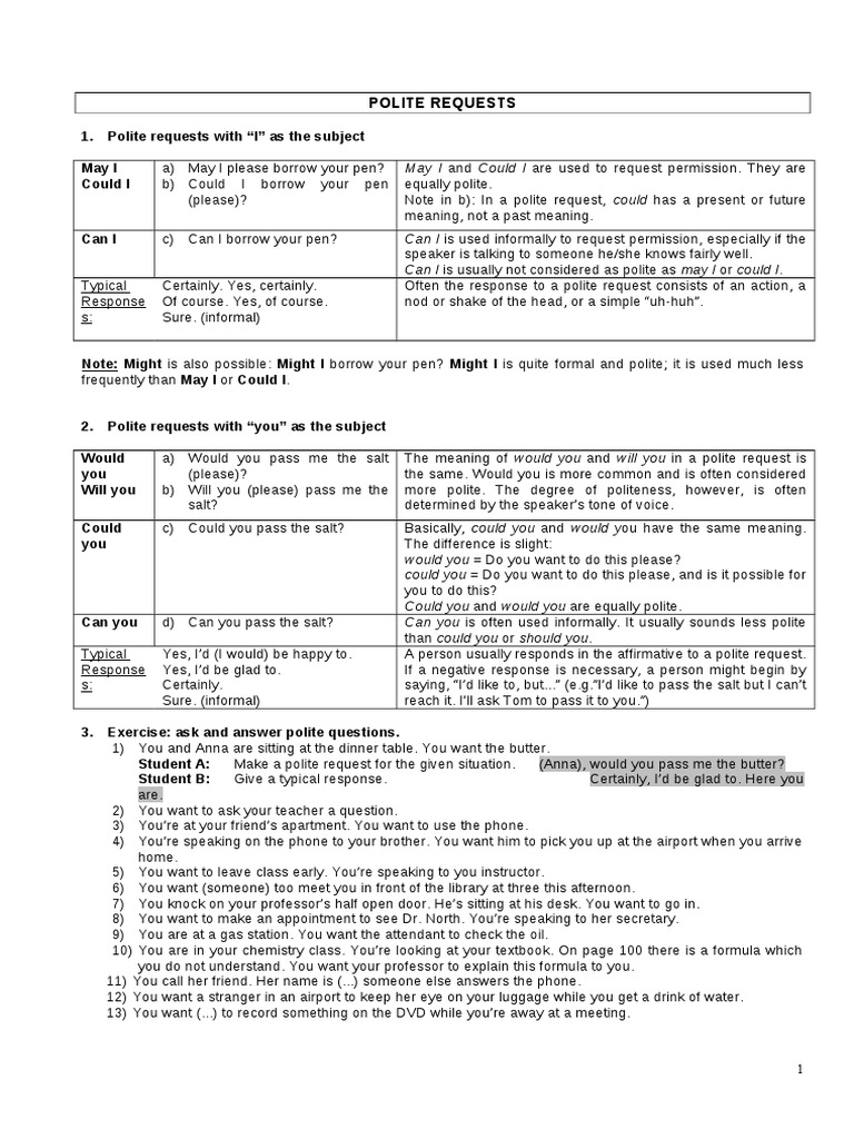 Polite Requests | PDF | Industries | Leisure