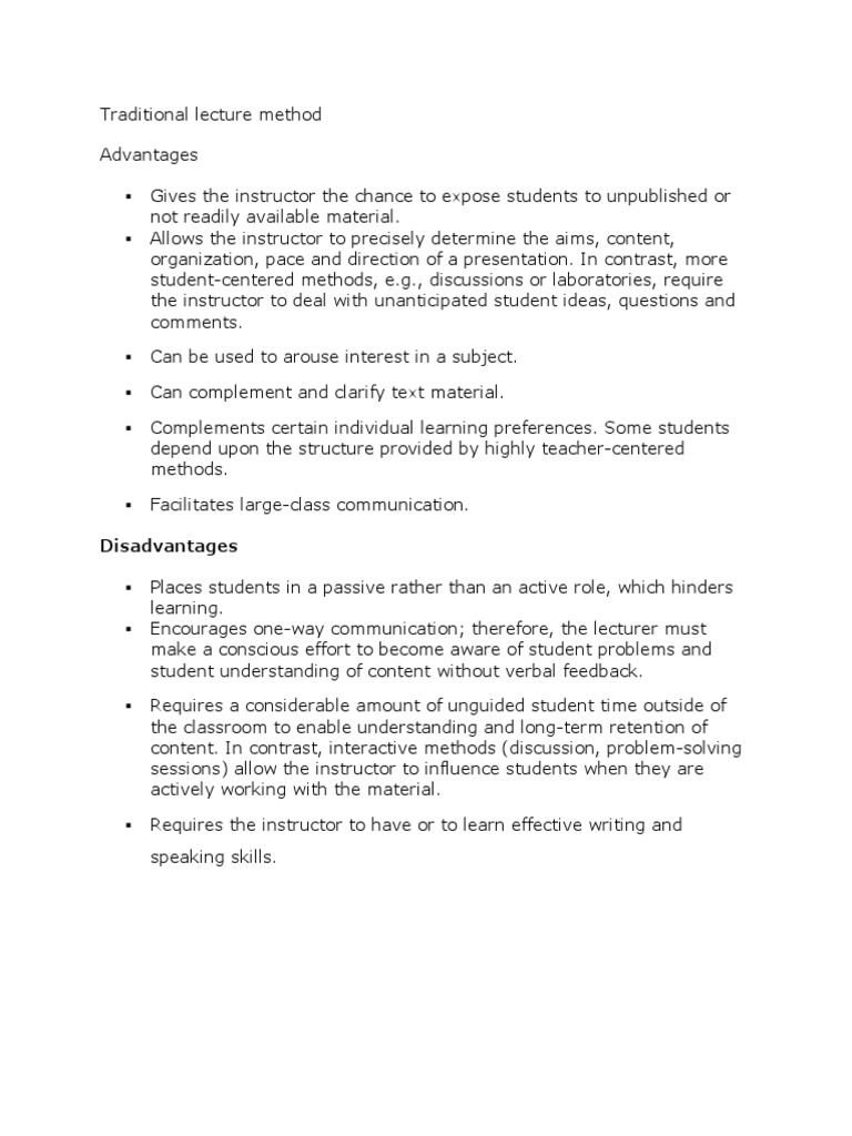 Traditional Lecture Method-2003 | PDF