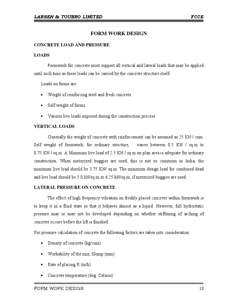 3.form Work Design | PDF | Bending | Concrete