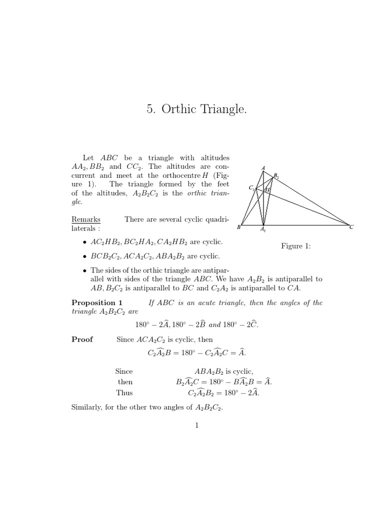 The Properties and Relationships of the Orthic Triangle and its ...