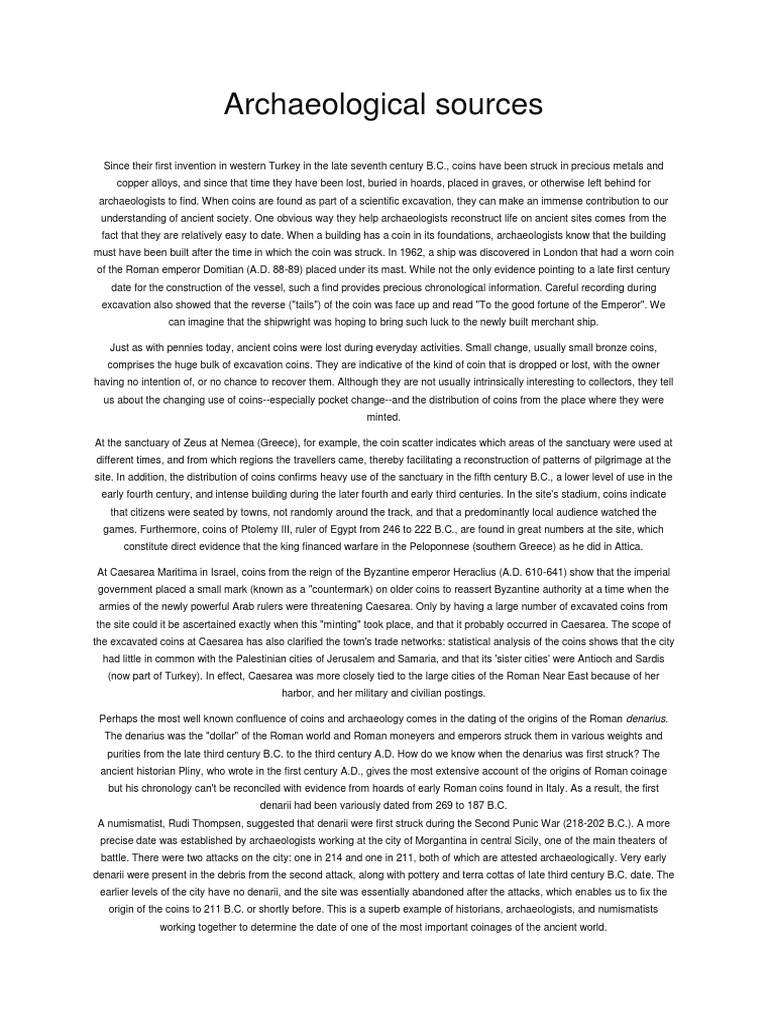 Archaeological Sources | PDF | Coins | Archaeology