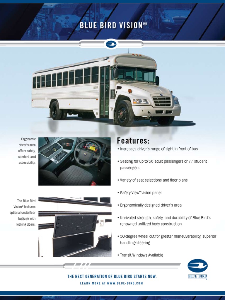 Blue Bird Vision Activity/MFSAB Specification Sheet | PDF | Suspension ...