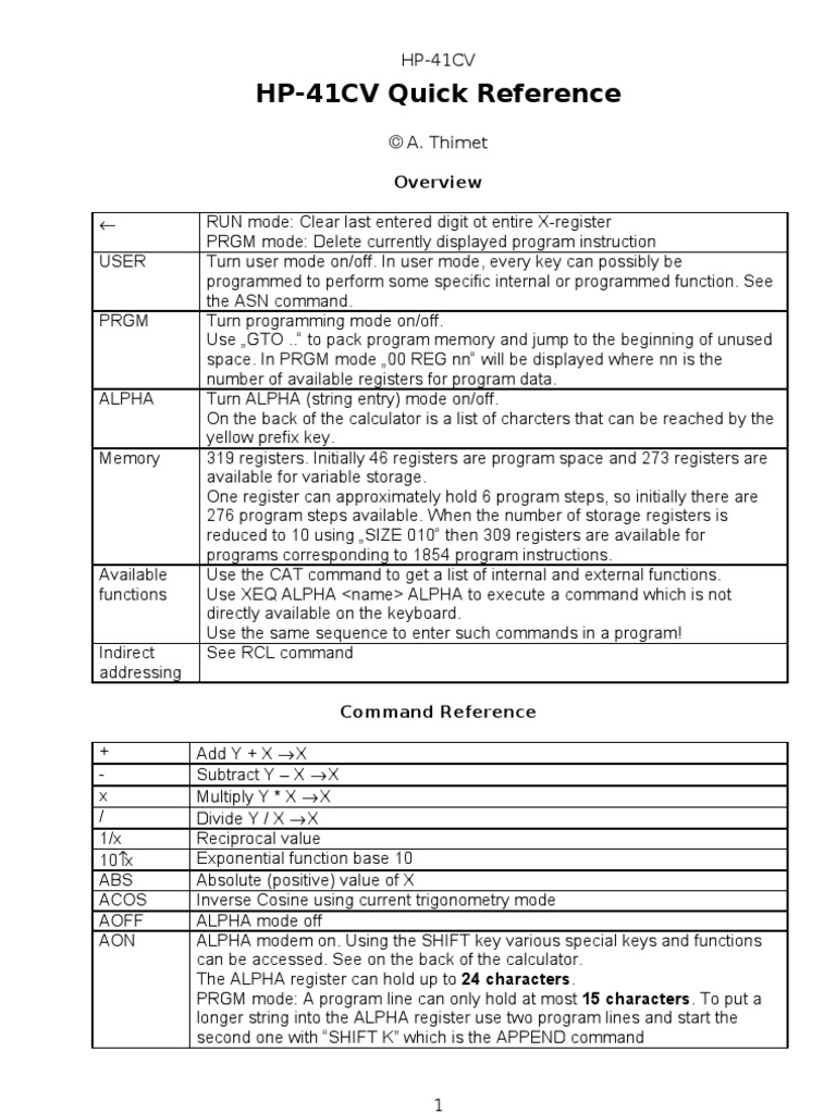 HP 41 Commands | PDF | Business