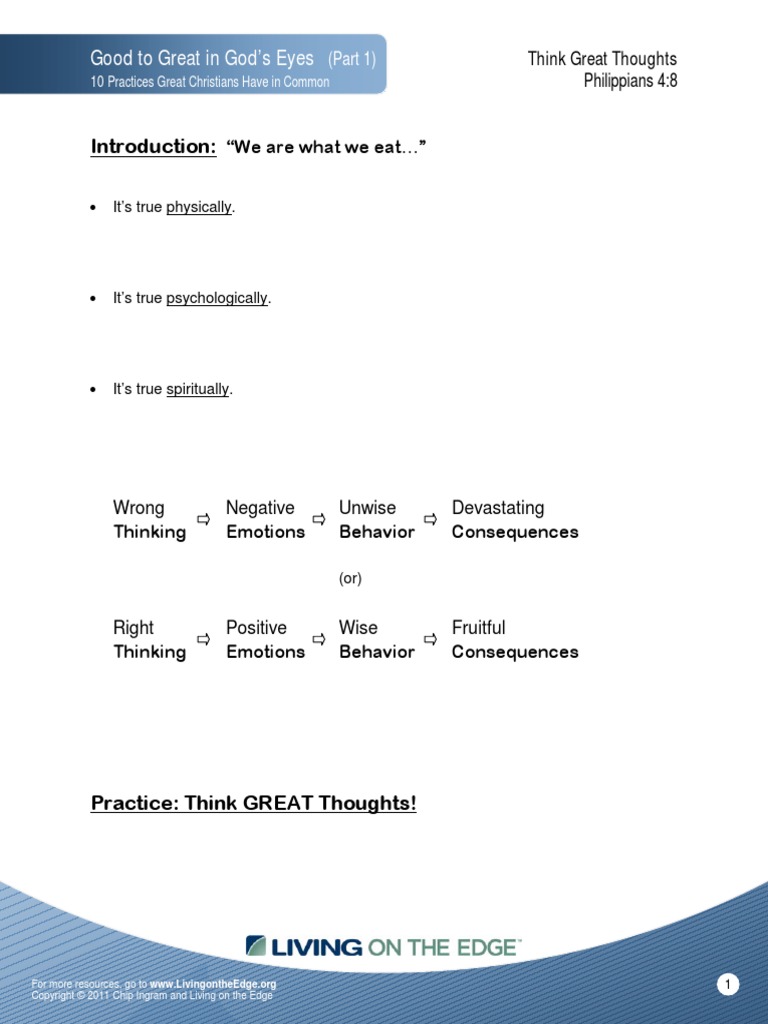 Good To Great in Gods Eyes. Good To Great in God's Eyes (Part 1) Think ...