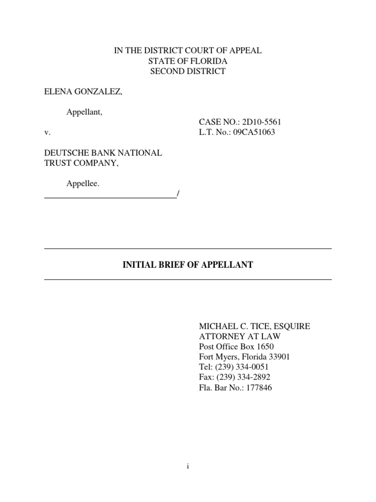 Initial Brief | Foreclosure | Complaint | Free 30-day Trial | Scribd