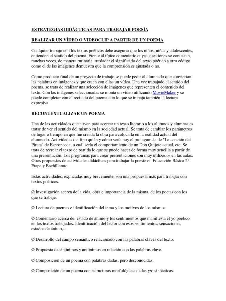 Estrategias Didácticas para Poesía | PDF | Poesía | Lectura (proceso)