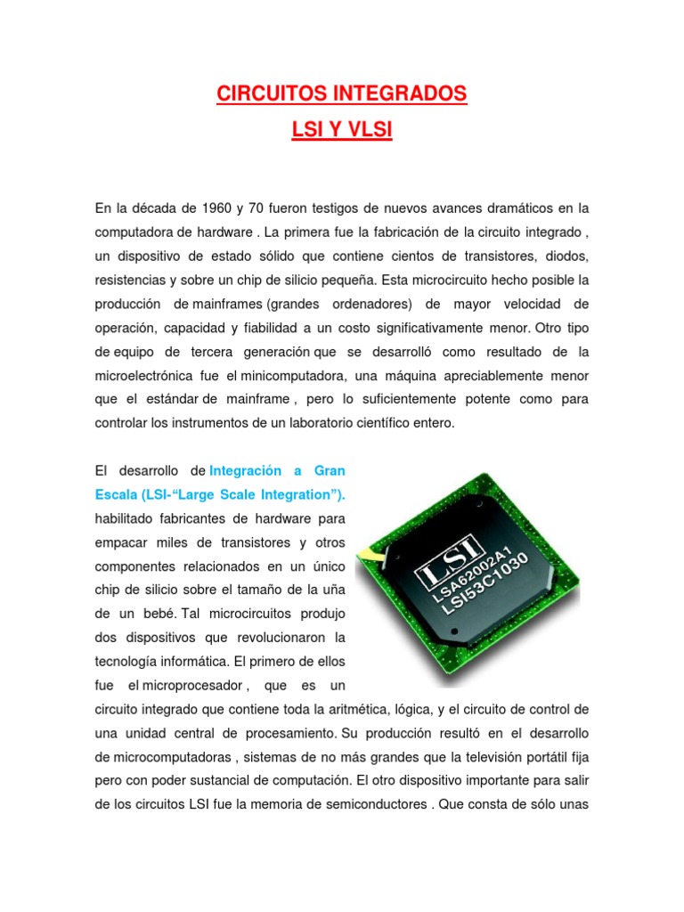 LSI y VLSI | Integración a gran escala | Microprocesador