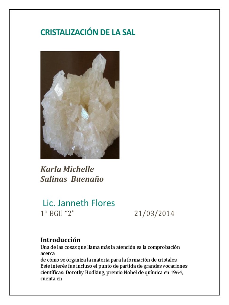 Cristalización de la sal | PDF | Cristalización | Cloruro de sodio