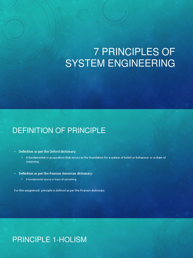 7 Principles of System Engineering | PDF | Systems Engineering ...
