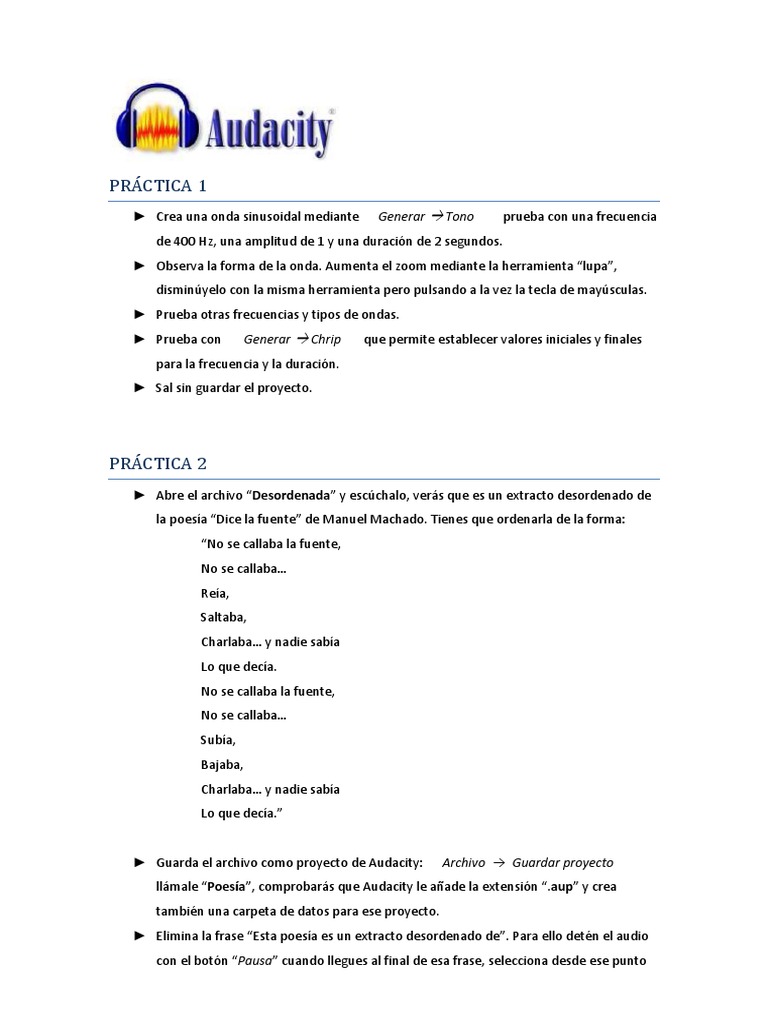 Prácticas Audacity | PDF | Frecuencia | Archivo de computadora