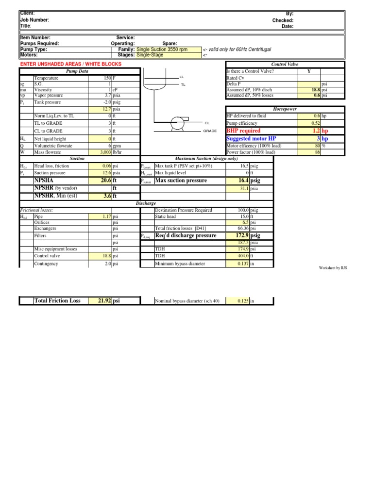 Pump and Piping System Calculations | PDF | Horsepower | Valve