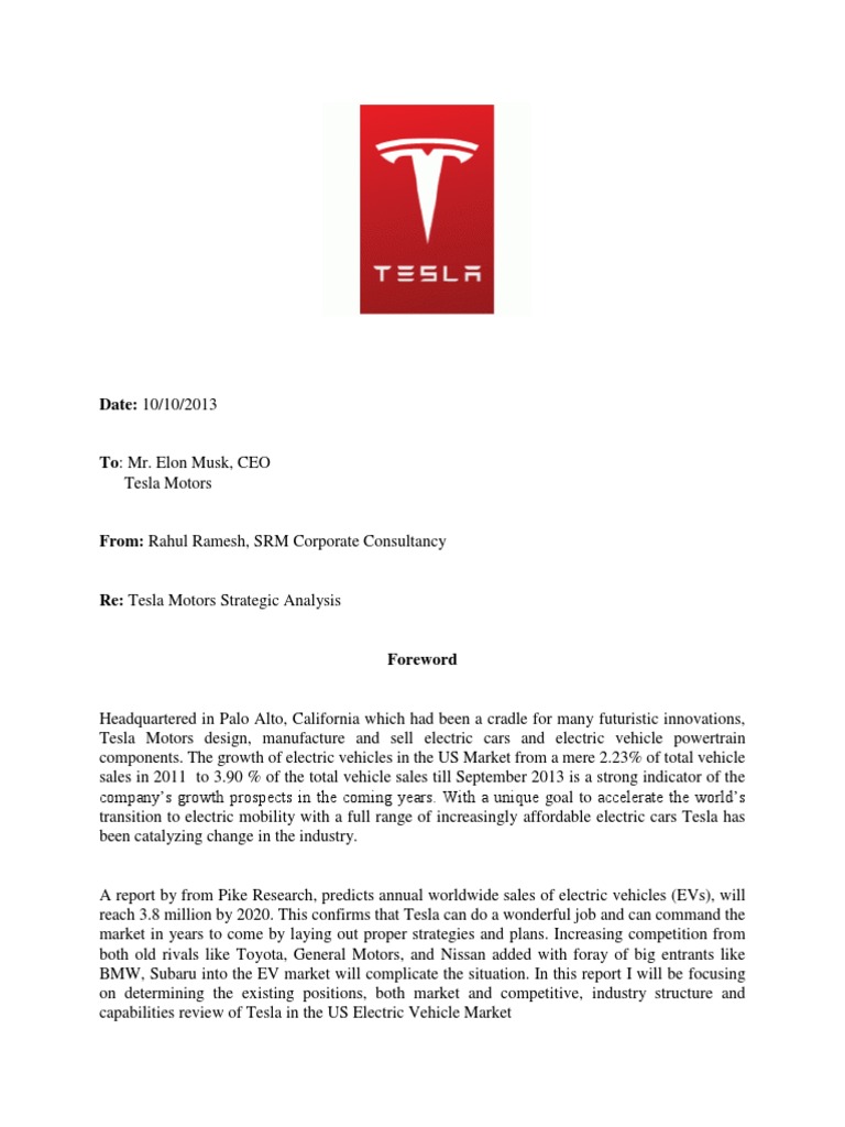 Tesla Strategic Analysis | PDF | Electric Vehicle | Hybrid Electric Vehicle