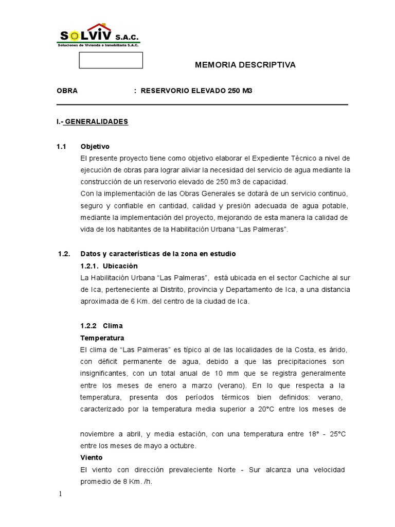 Construcción de Reservorio Elevado 250 m³ | PDF | Reservorio | Física ...