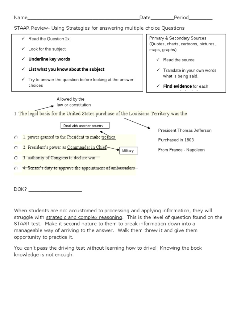STAAR Multiple Choice Strategies | PDF