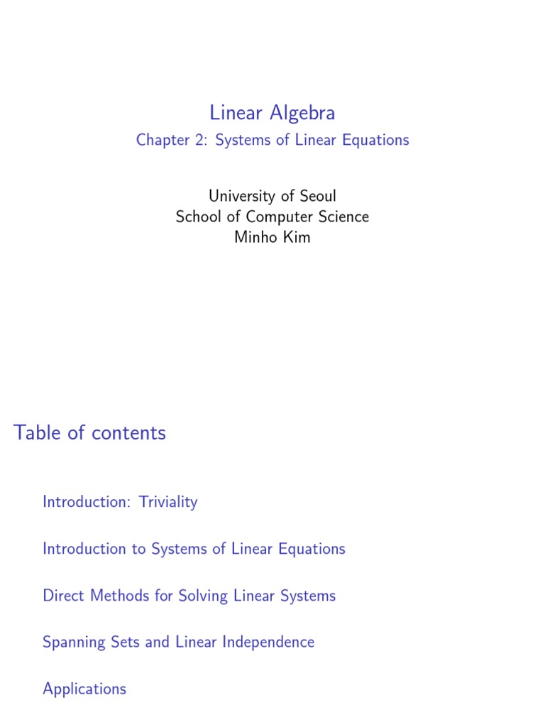 Linear Algebra: Chapter 2: Systems of Linear Equations | PDF | System ...