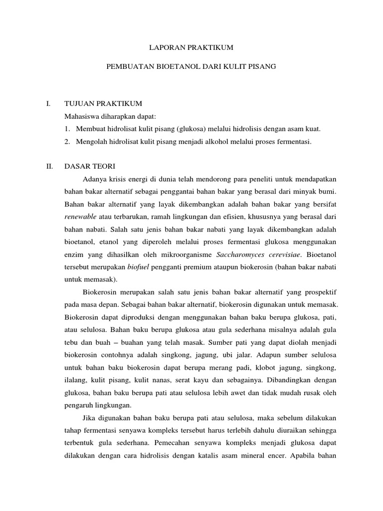 Laporan Praktikum Bioetanol Kel 6 | PDF