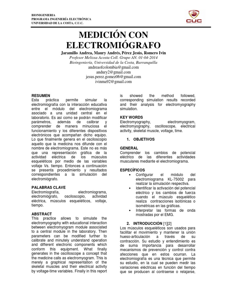 Electromiograma | PDF | Electromiografia | Contracción muscular