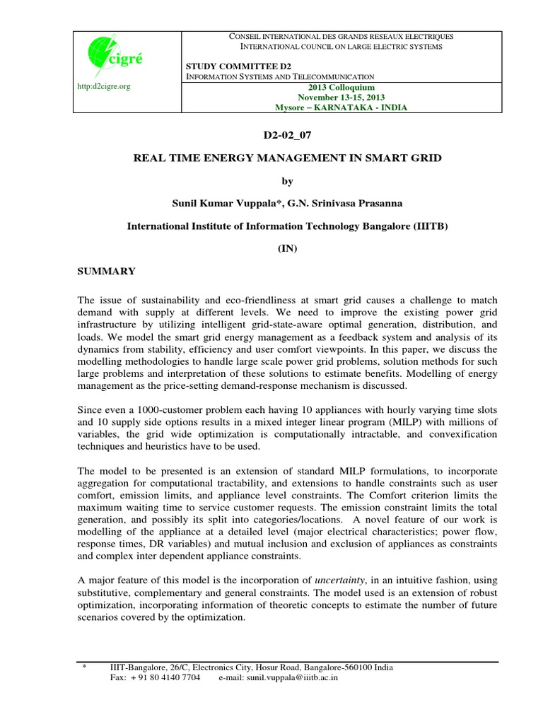 Real Time Energy Management in Smart Grid | PDF | Smart Grid ...