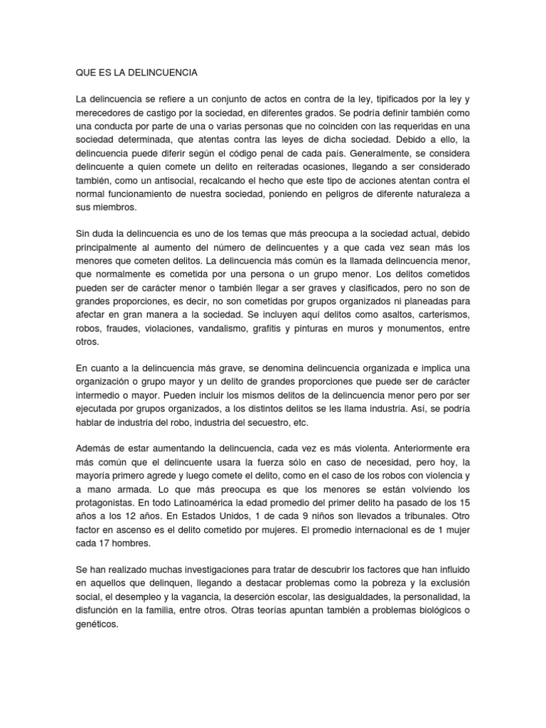 Que Es La Delincuencia | PDF | Delito | Instituciones sociales