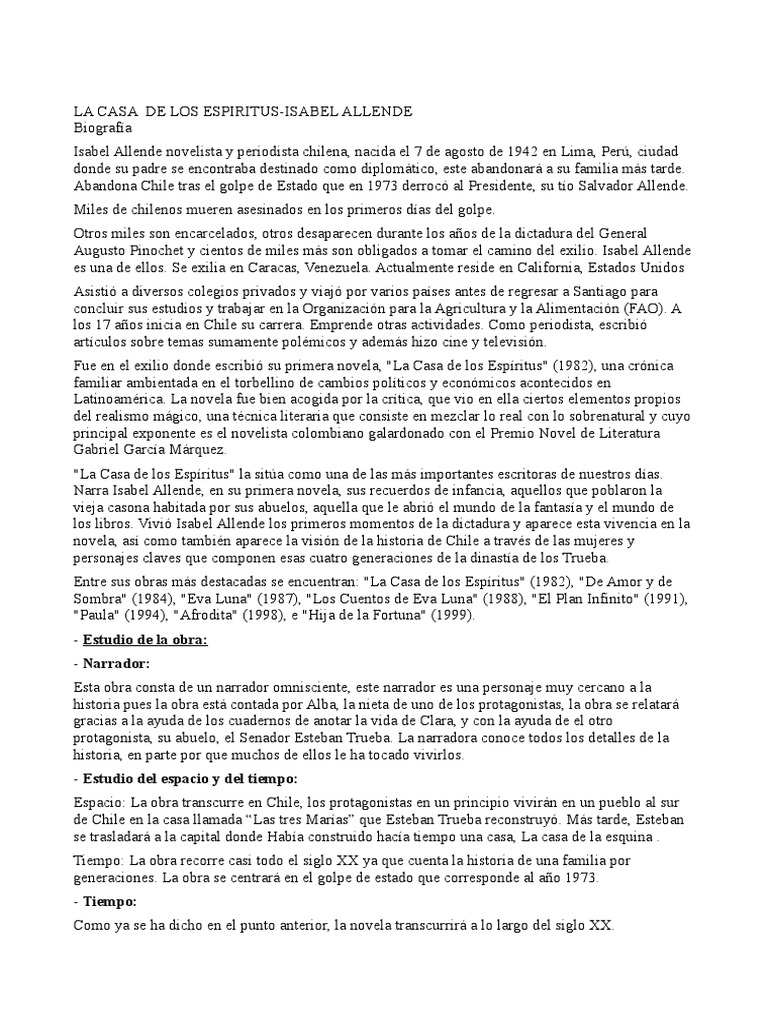 La Casa de Los Espiritus | PDF