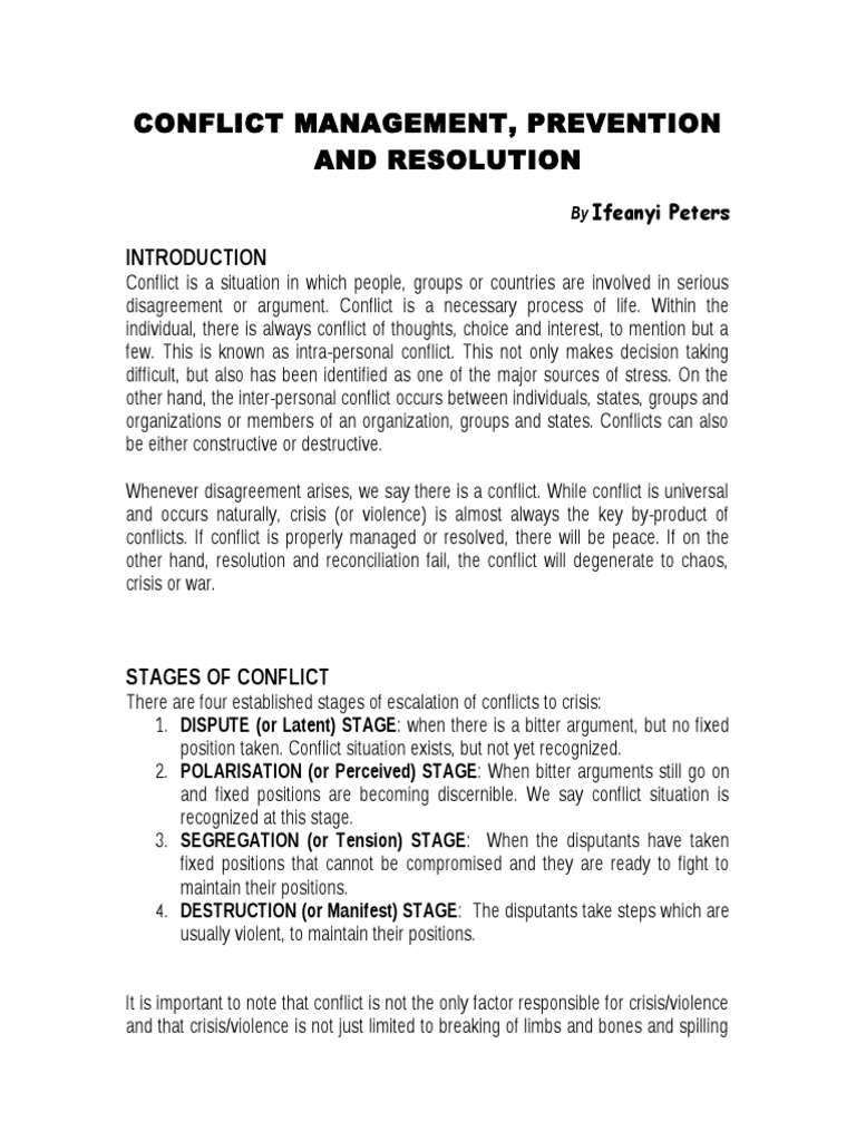Paper On Conflict Resolution | PDF | Conflict (Process) | Mediation