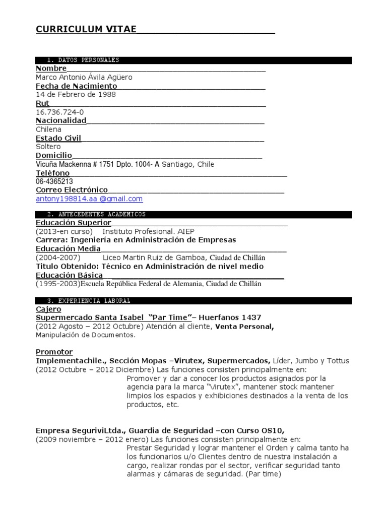 Curriculum Vitae Marco | PDF | Enseñando y aprendiendo | Business