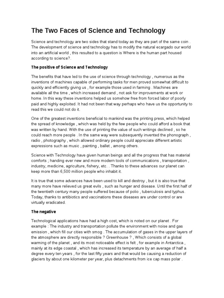 The Two Faces of Science and Technology | PDF | Pollution | Global Warming