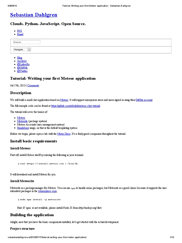 Tutorial - Writing Your First Meteor Application - Sebastian Dahlgren ...