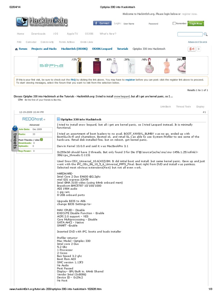Optiplex 330 Into Hackintosh | PDF | Internet Forum | Booting