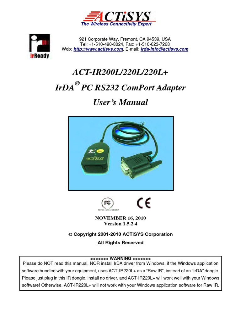 Act Ir2x0l Ir220lplus Irda Manual v1.5.2.4 101116 | PDF | Electronics ...