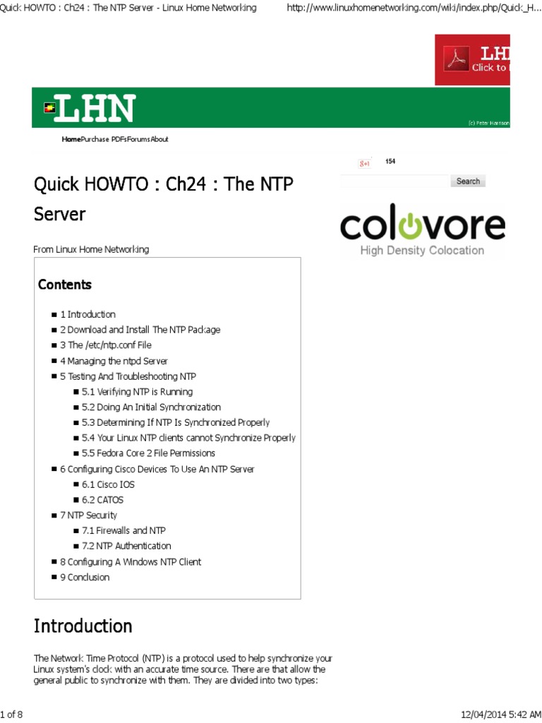 Quick guide: Configure Linux as an NTP server | PDF | Internet ...