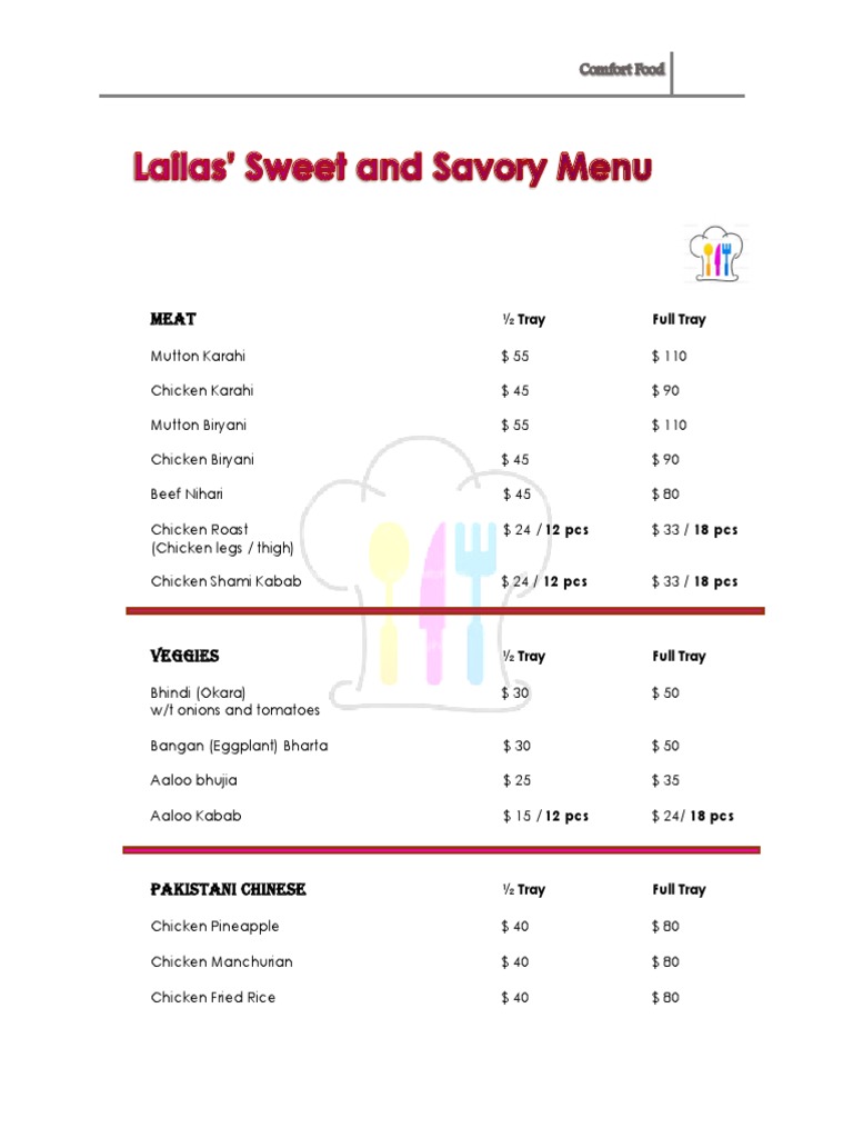Pakistani Catering Menu | PDF
