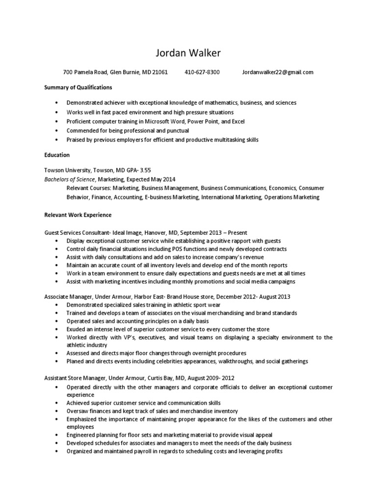 Jordan Walker Professional Resume | PDF | Marketing | Sales