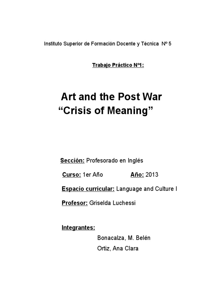 Analysis of Key Art Movements Emerging After World War I and their ...