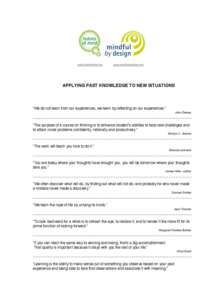 Quotes For Applying Past Knowledge1 | PDF